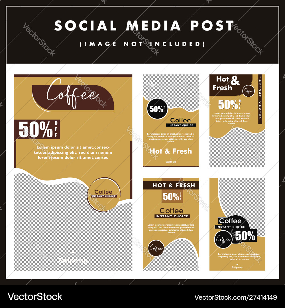 Coffee offer social media poster design Royalty Free Vector