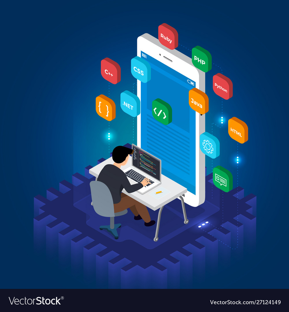 Programmer mobile application Royalty Free Vector Image