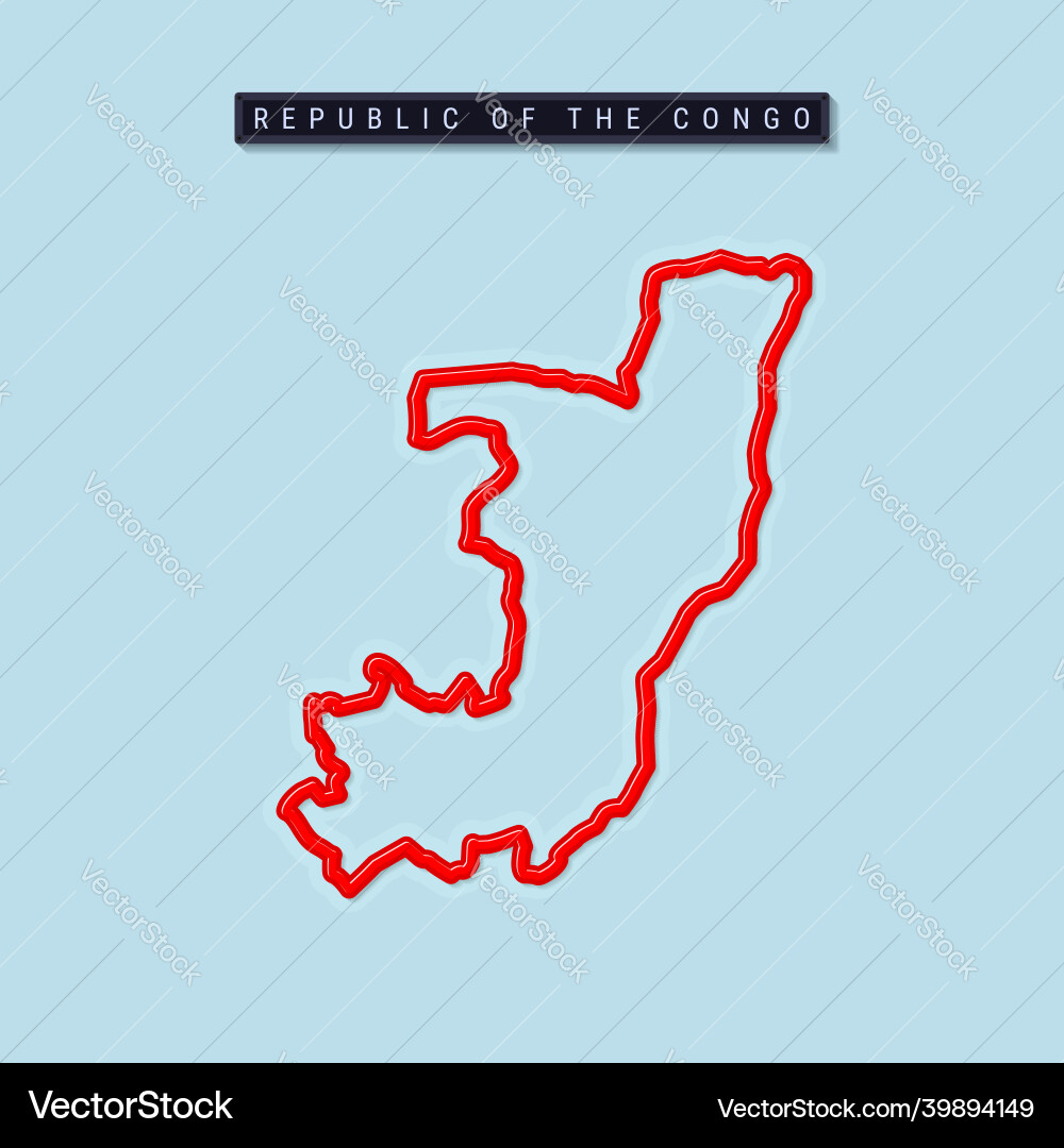 Republic of the congo bold outline map Royalty Free Vector