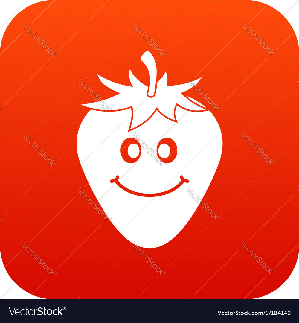 Ripe smiling strawberry icon digital red Vector Image Ripe smiling strawberry icon digital red Vector Image
