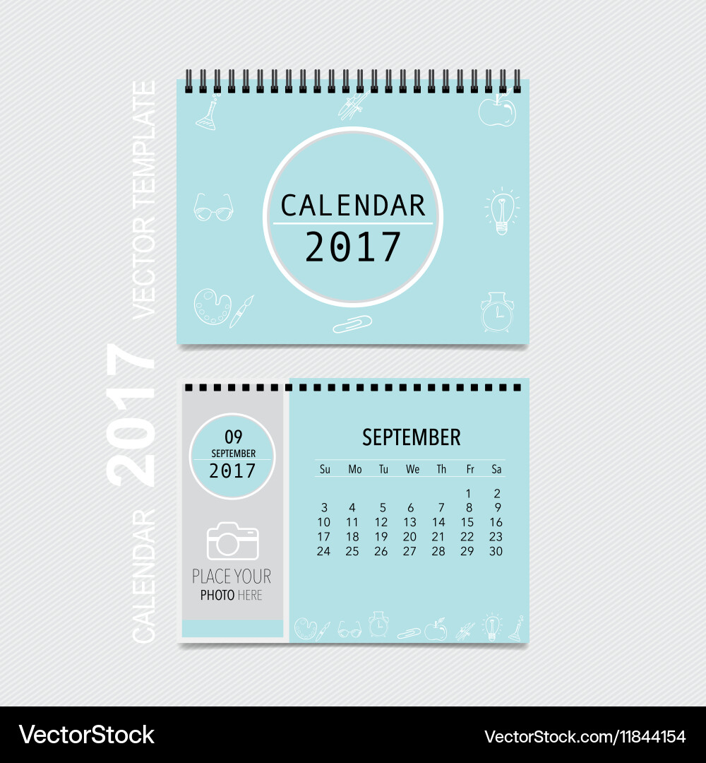 2017 calendar planner design monthly calendar Vector Image