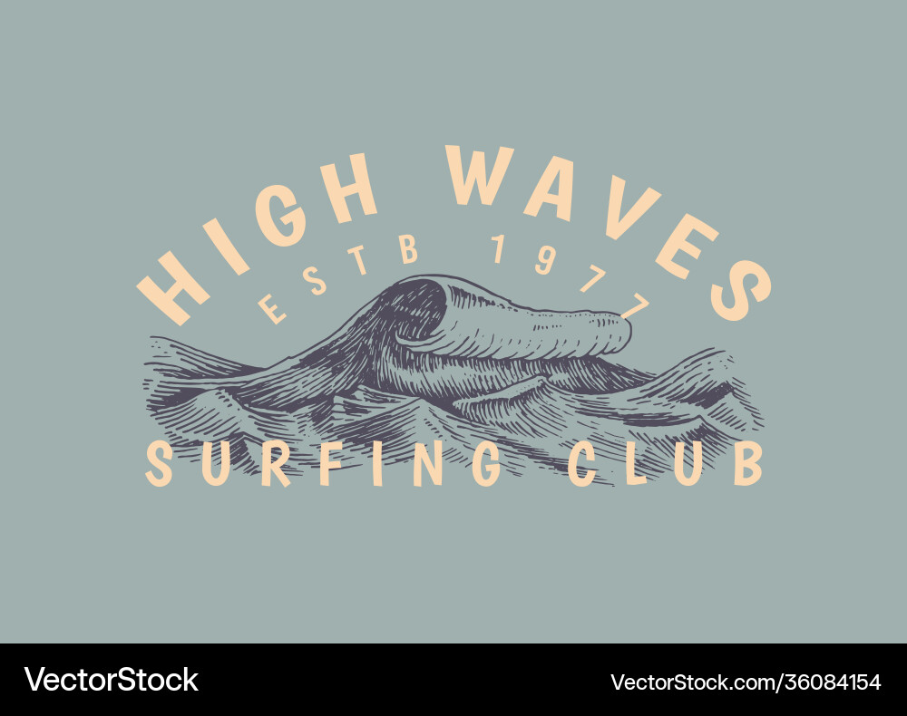 Atlantic tidal waves vintage old engraved hand Vector Image