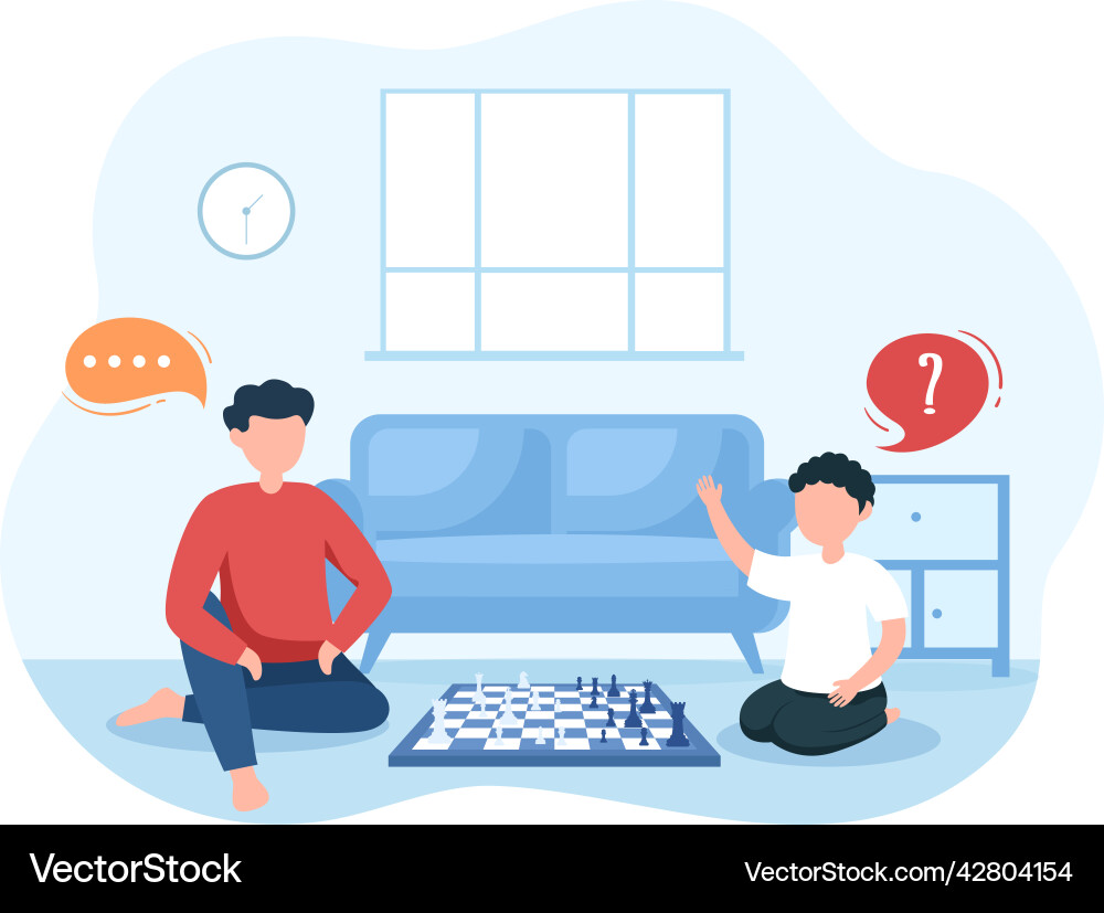 Chess board game cartoon background with two Vector Image
