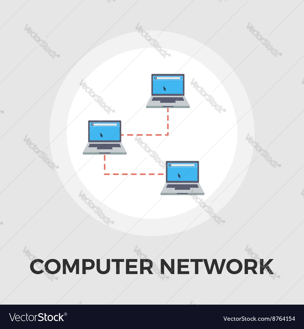 Computer network single flat icon Royalty Free Vector Image
