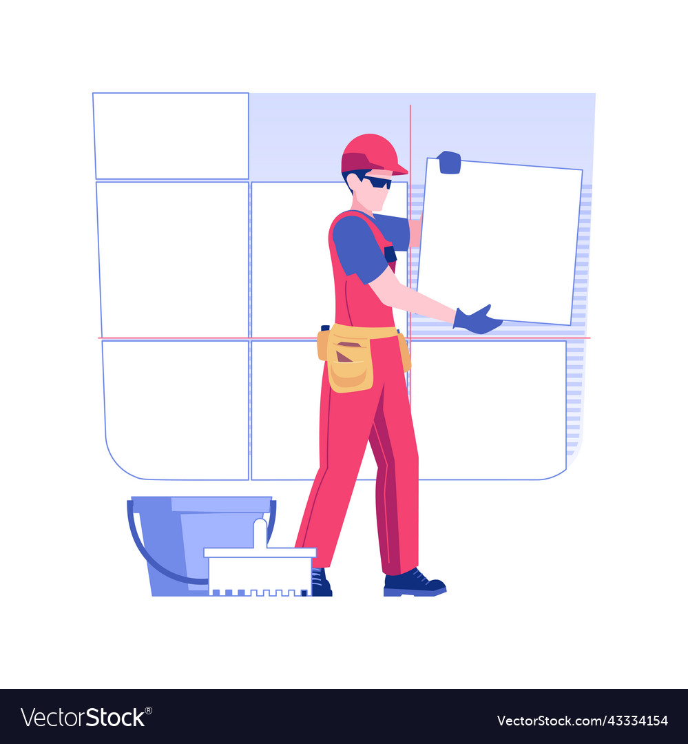 Laying wall tile isolated concept Royalty Free Vector Image Laying wall tile isolated concept Royalty Free Vector Image