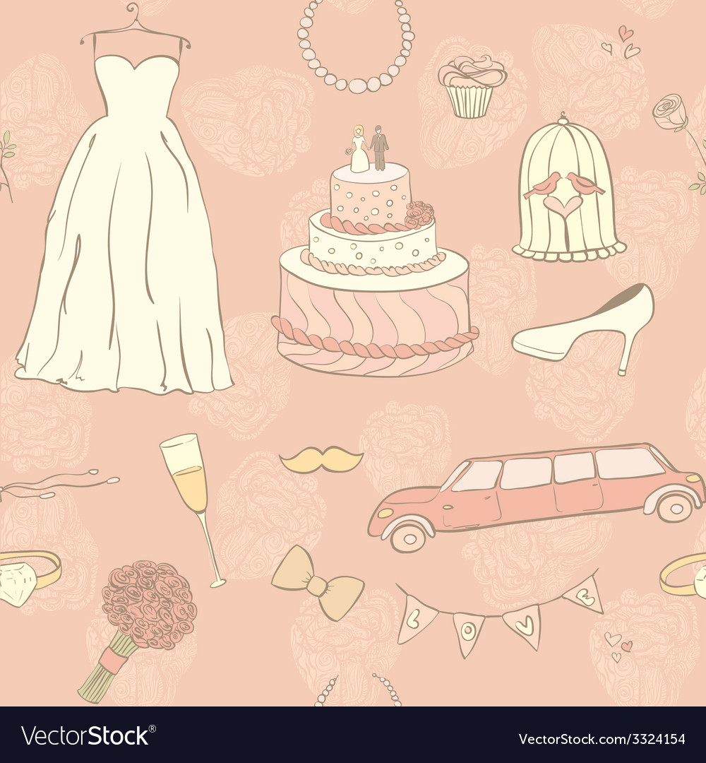 Wedding day pattern Royalty Free Vector Image - VectorStock