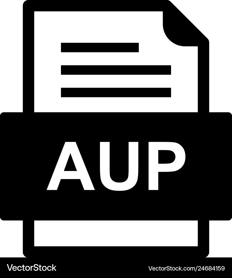 Aup file document icon Royalty Free Vector Image