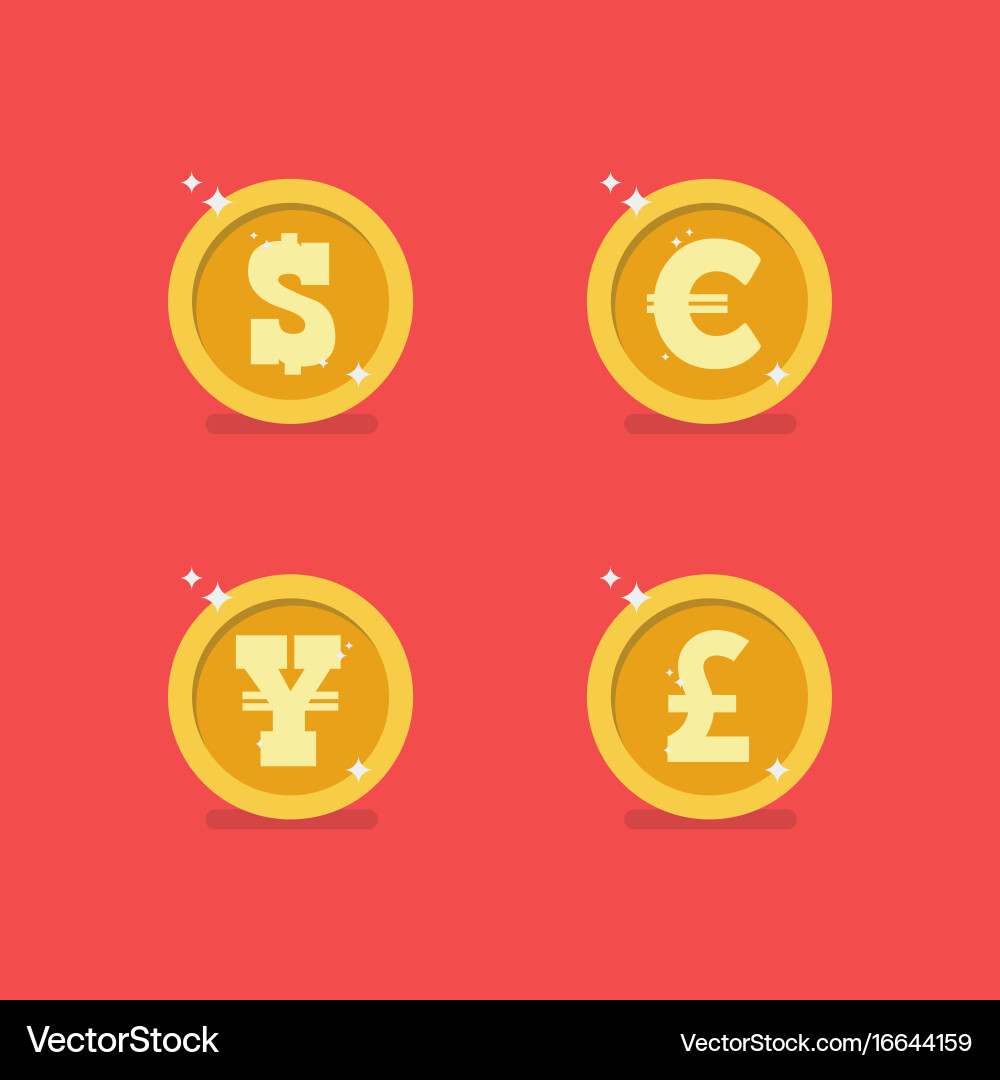 Coins of different currencies Royalty Free Vector Image