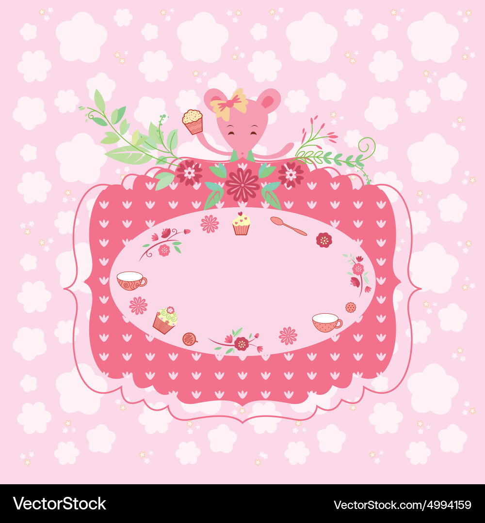 Pink birthday greeting card Royalty Free Vector Image