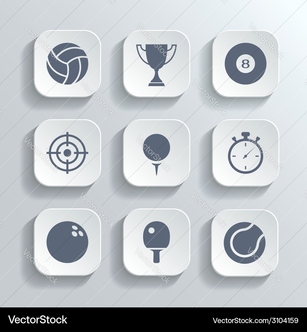 Sport icons set - white app buttons Royalty Free Vector