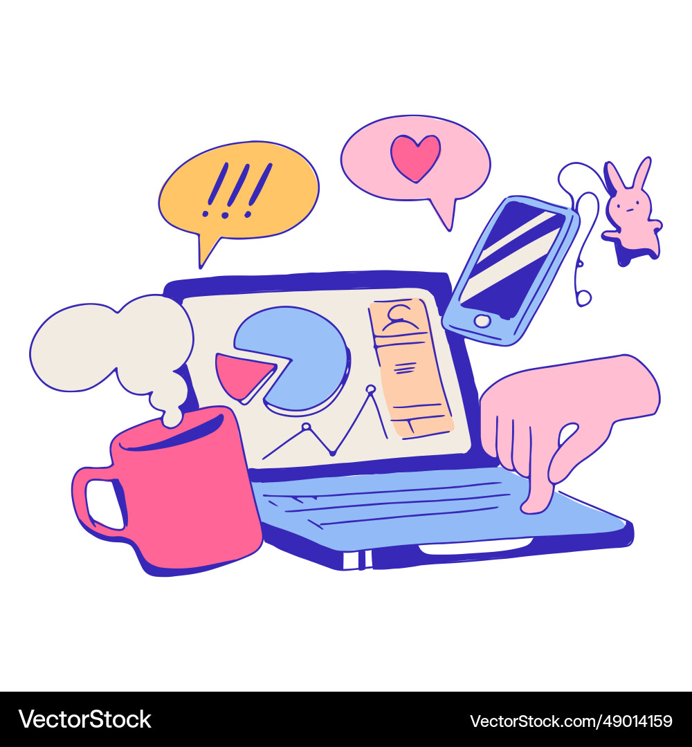 Studying elements semi flat Royalty Free Vector Image
