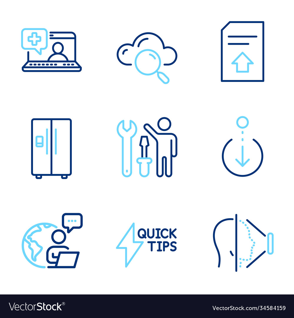 Technology icons set included icon as upload file Vector Image