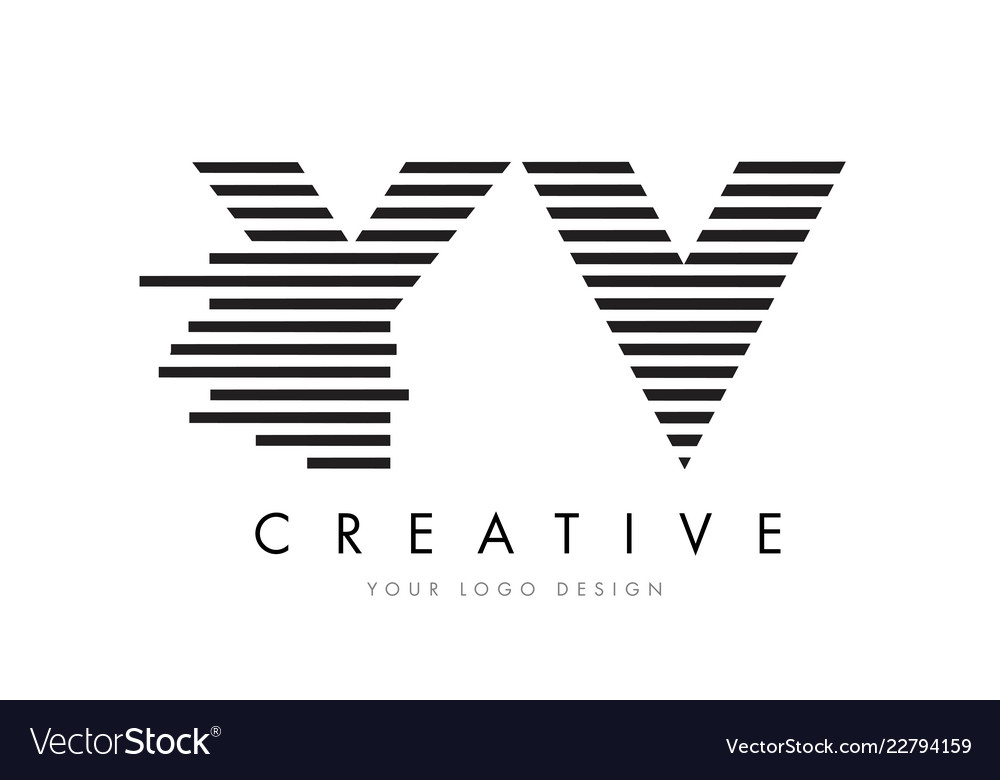 Yv Y V Zebra Letter Logo Design With Black Vector Image