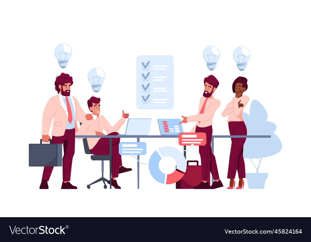 Entrepreneurs brainstorming at meeting men Vector Image