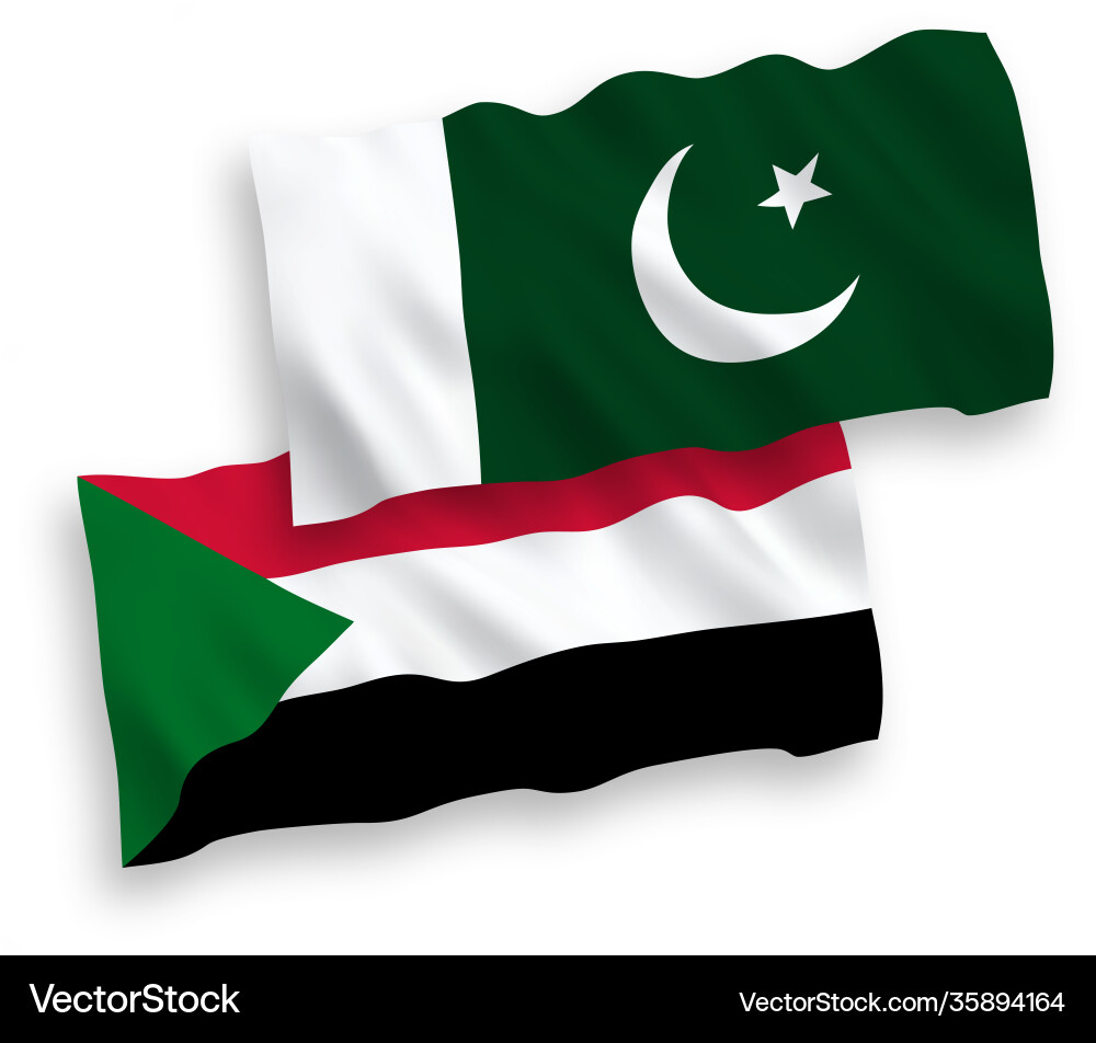 Flags sudan and pakistan on a white background Vector Image