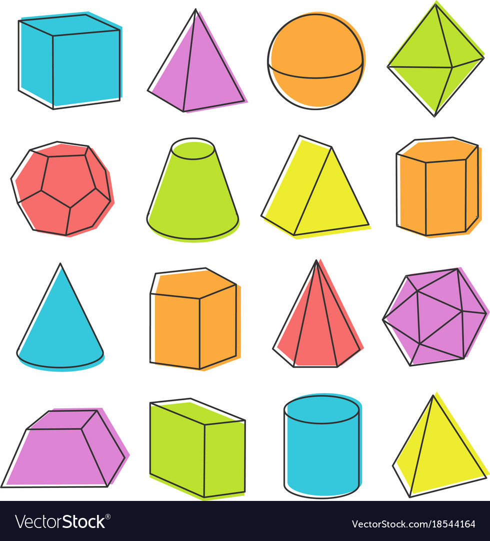 Isometric Geometric Shapes Royalty Free Vector Image