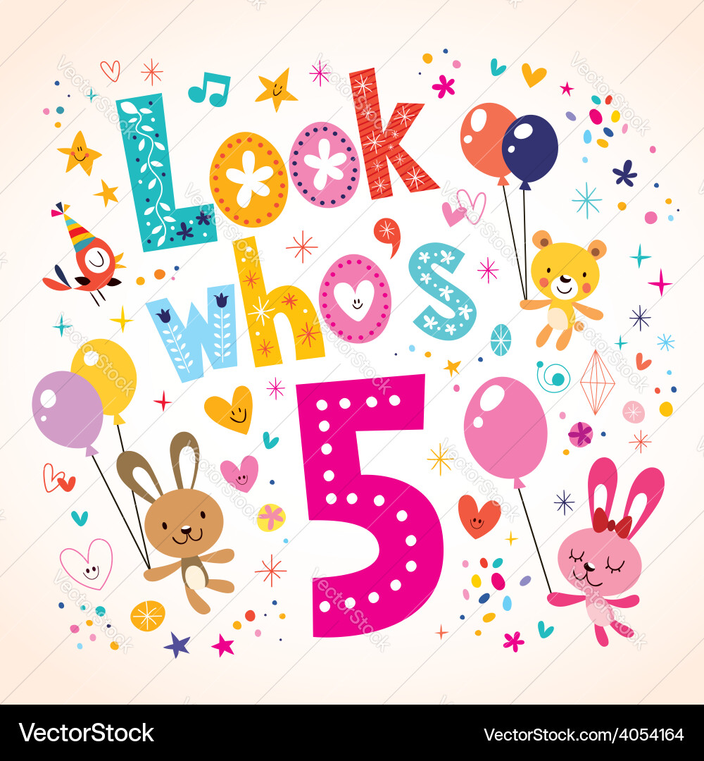 Look whos five - fifth birthday card 2 Royalty Free Vector