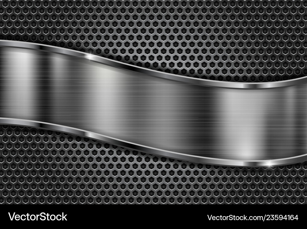 Perforated background with metal shiny wave plate Vector Image