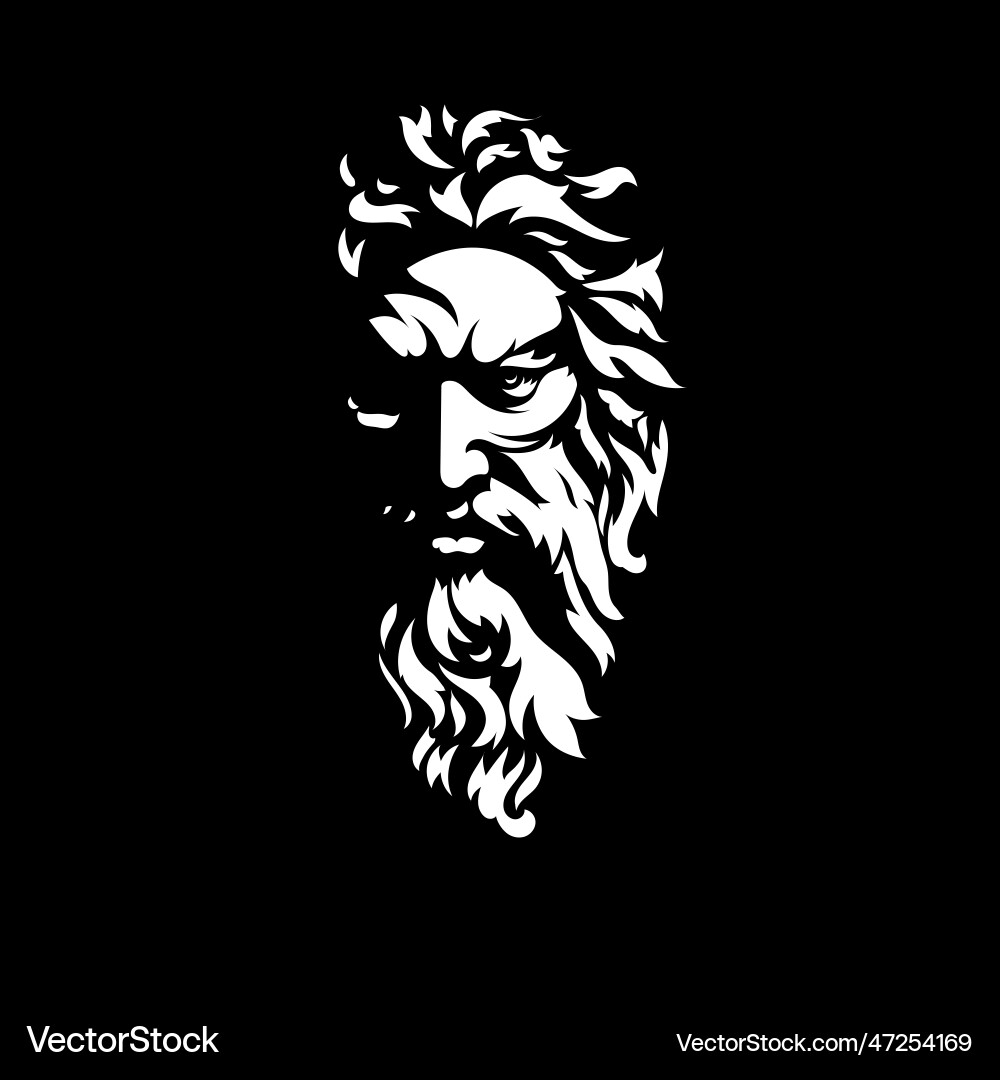Abstract zeus face black and white Royalty Free Vector Image
