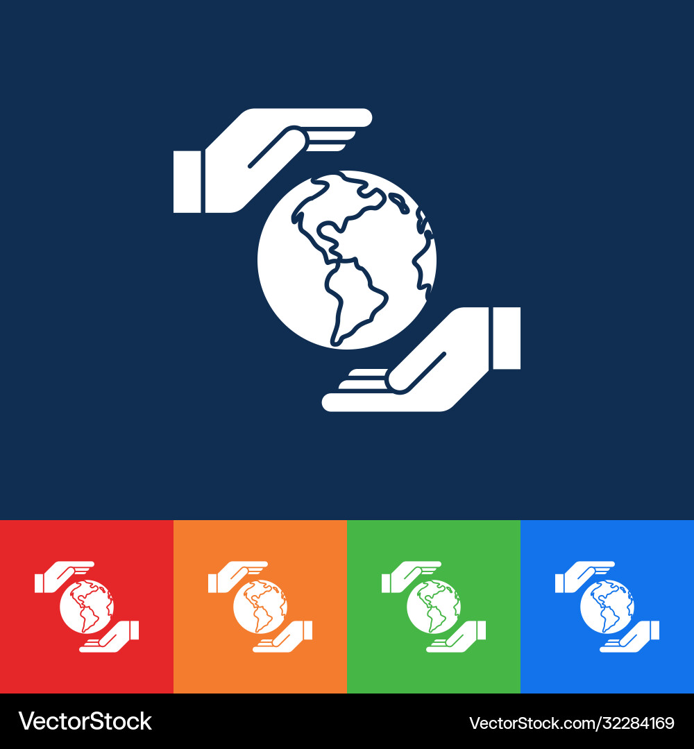 Hands lifting world planet earth flat style design