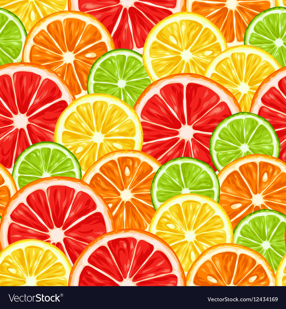 Seamless pattern with citrus fruits slices mix Vector Image