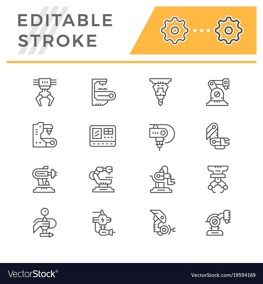 Set line icons of robotic industry Royalty Free Vector Image