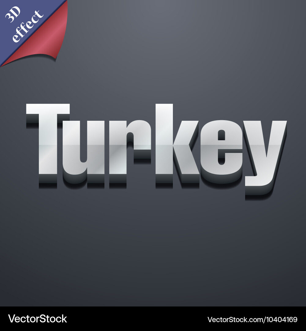 Turkey icon symbol 3D style Trendy modern design Vector Image