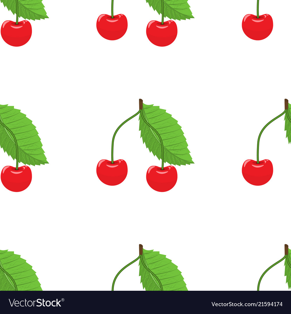 Cute cherry seamless pattern with flat and solid Vector Image