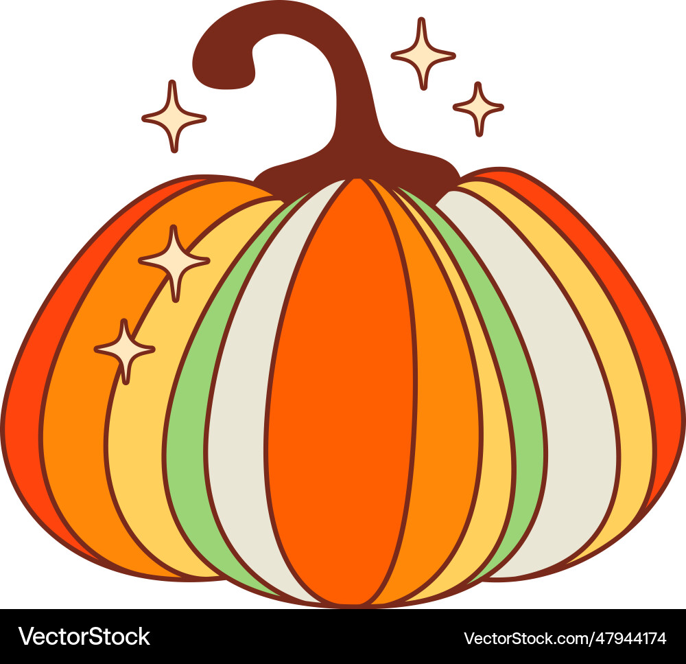 Groovy cartoon pumpkin Royalty Free Vector Image