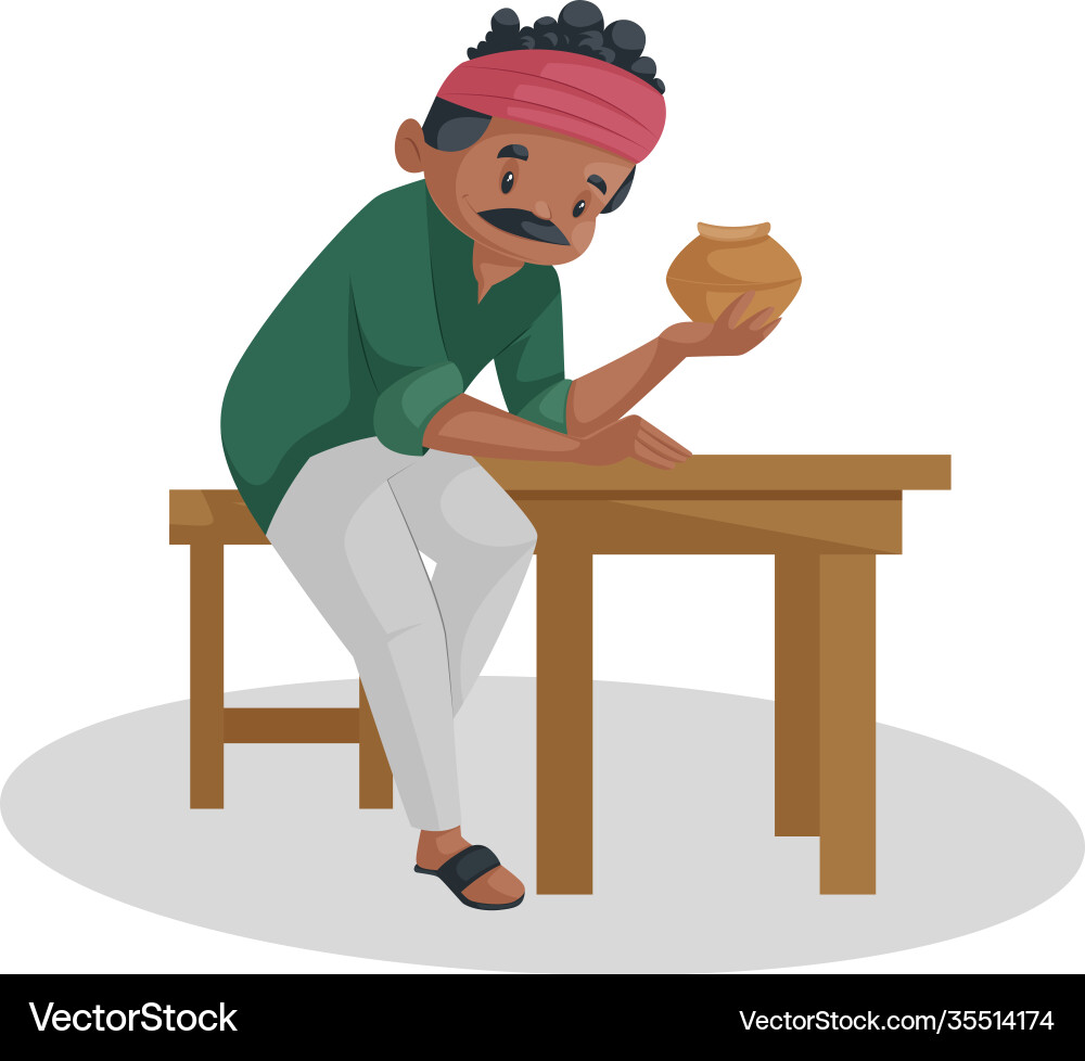 Indian potter cartoon Royalty Free Vector Image
