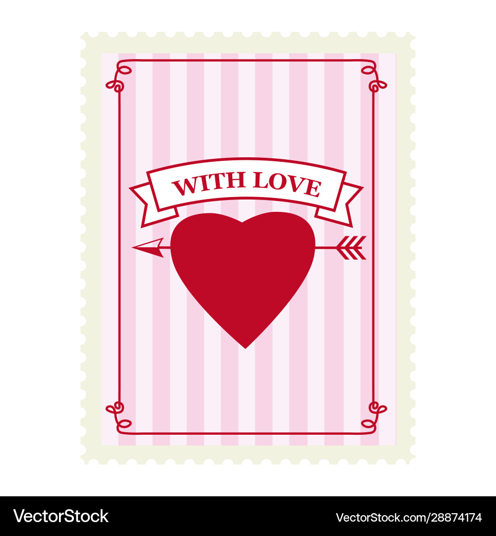 Valentine s day postage stamp for postcard mail Vector Image