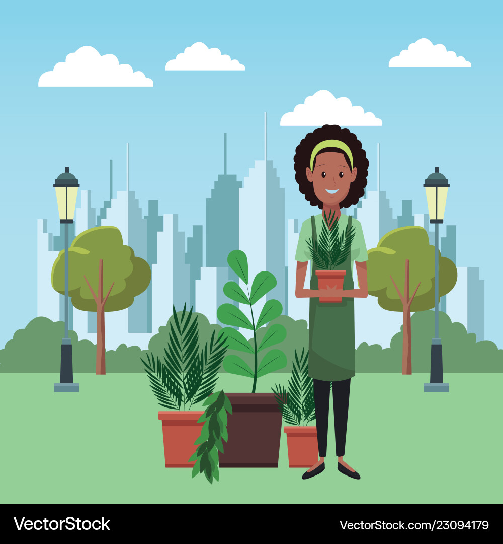 Garden and gardeners Royalty Free Vector Image