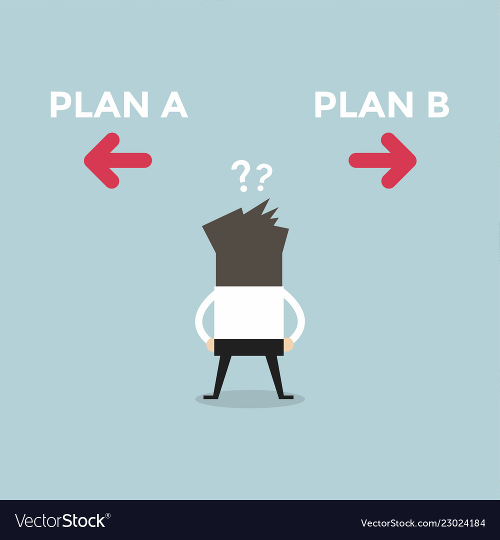 Businessman confused about two choices Royalty Free Vector Businessman confused about two choices Royalty Free Vector