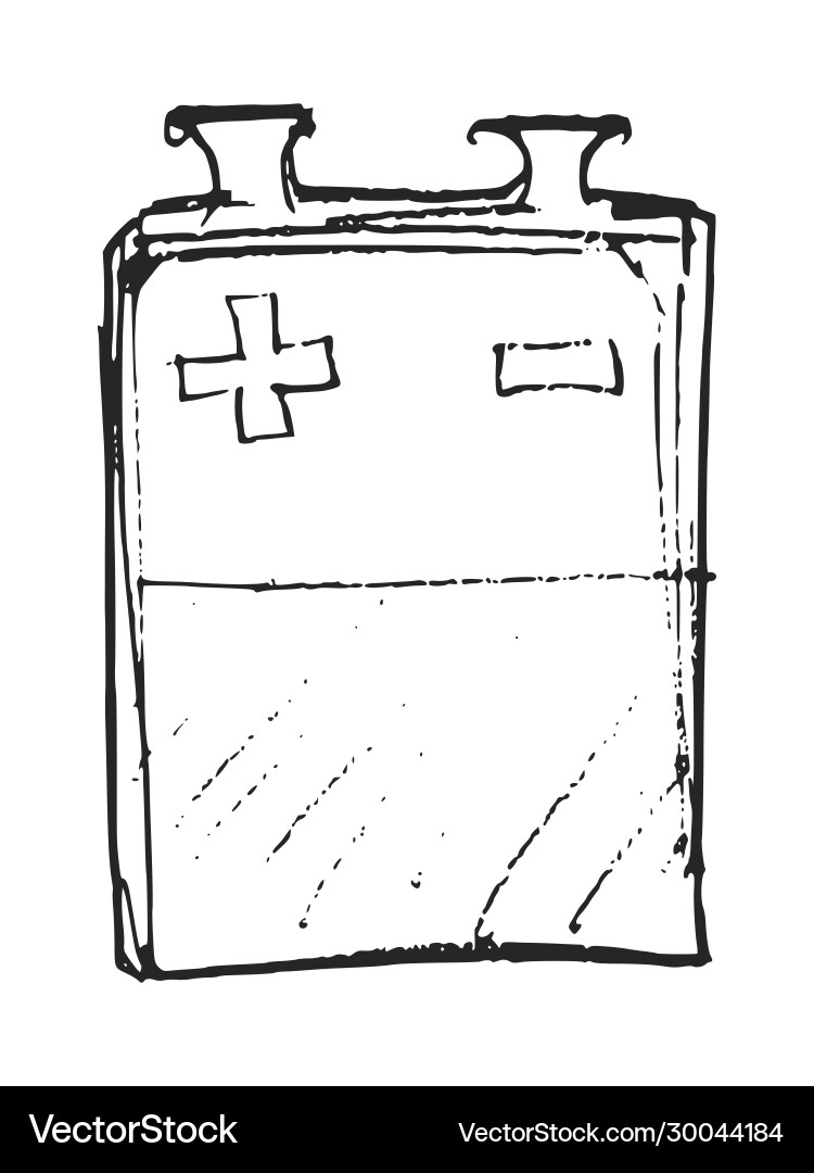 Sketch square battery Royalty Free Vector Image
