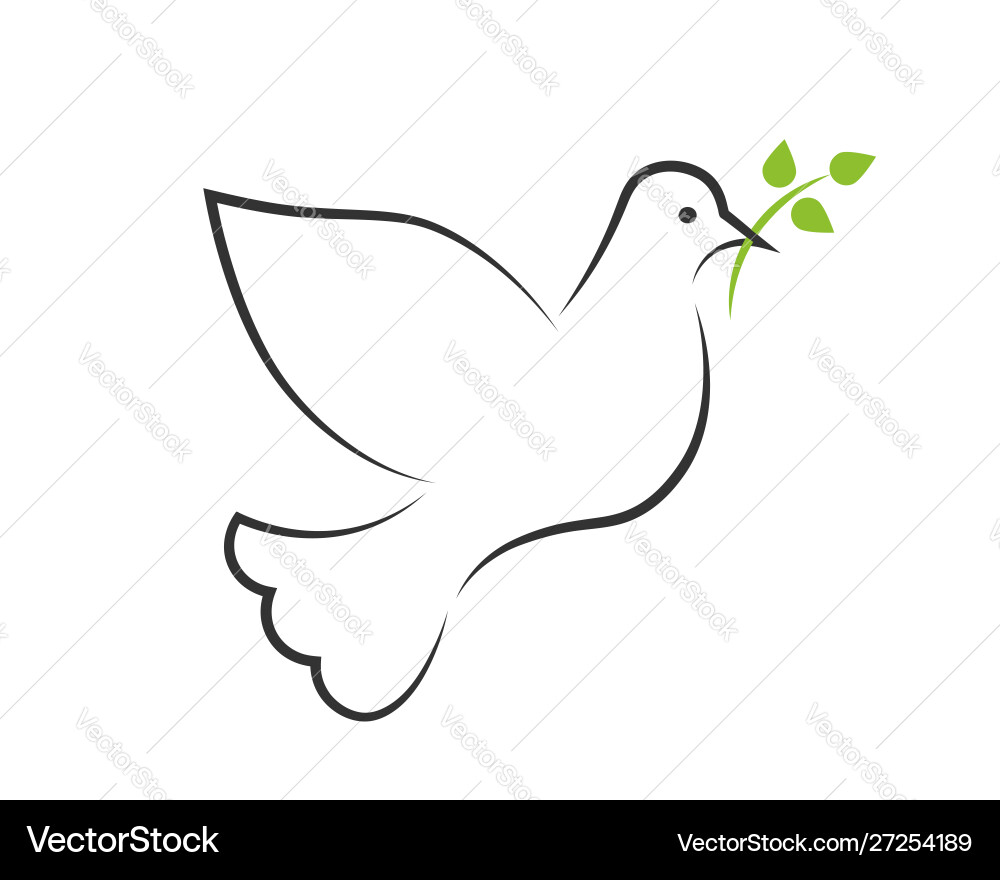 Dove contour with branch Royalty Free Vector Image
