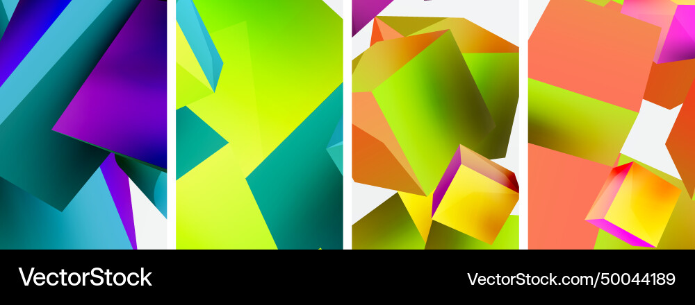 Flying 3d shapes cubes and other geometric Vector Image