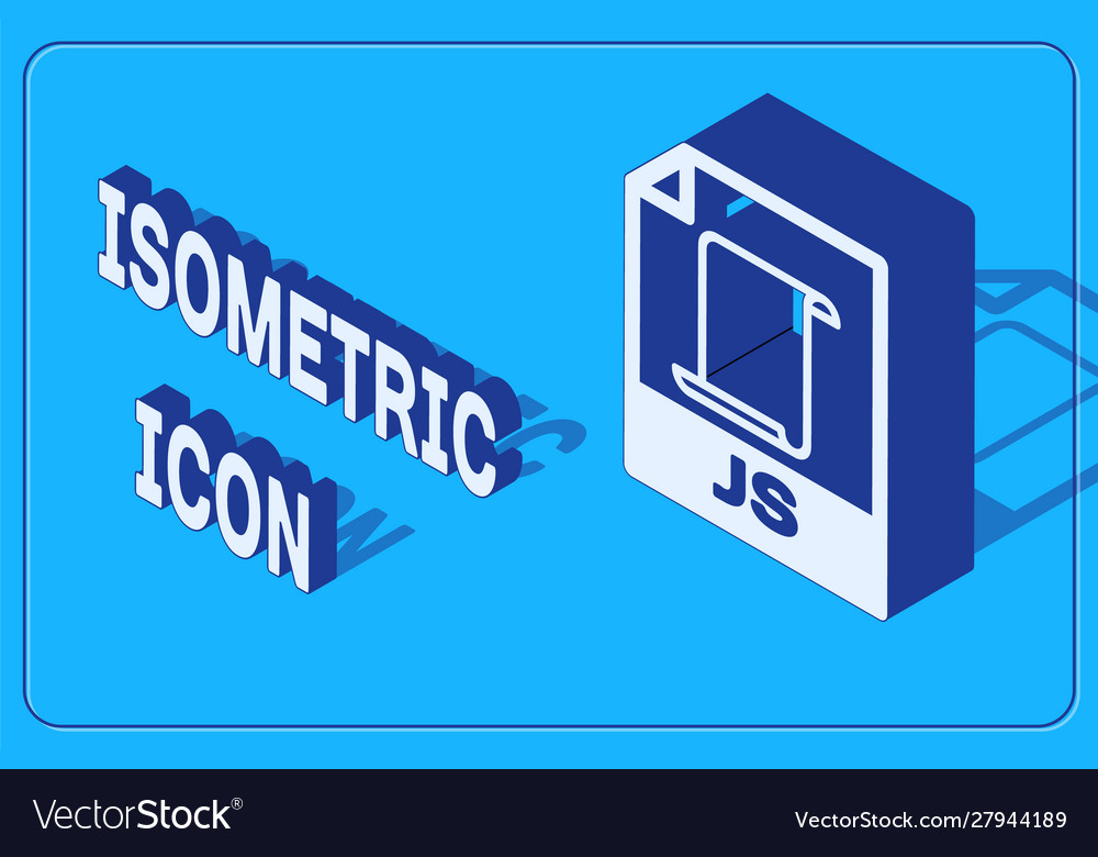 Isometric js file document download js button Vector Image