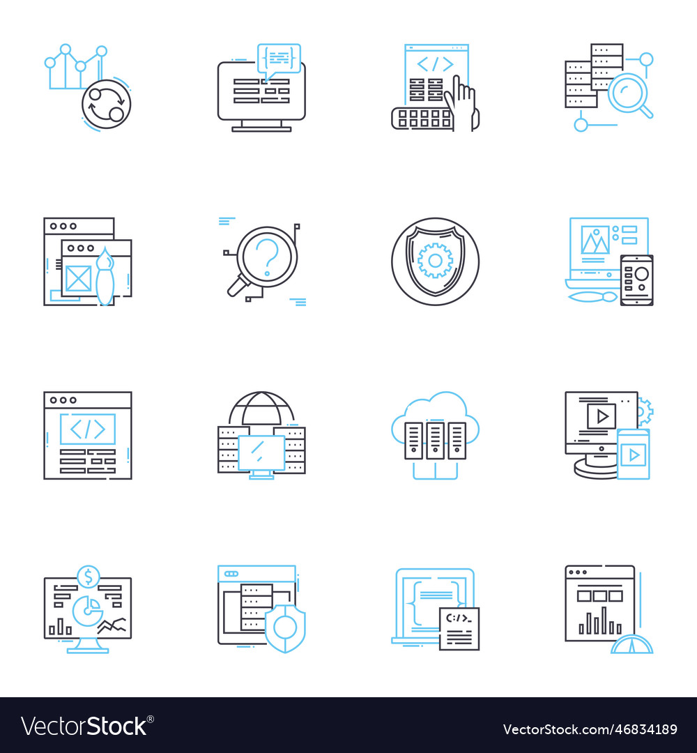Mobile computing linear icons set portability Vector Image Mobile computing linear icons set portability Vector Image