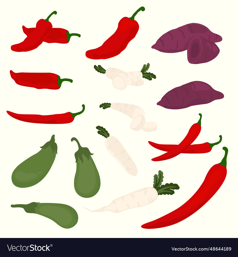 Set of vegetables collection Royalty Free Vector Image