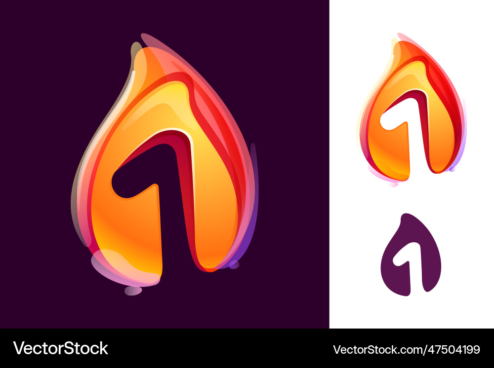 1 logo number one in fire flame negative space 3d Vector Image