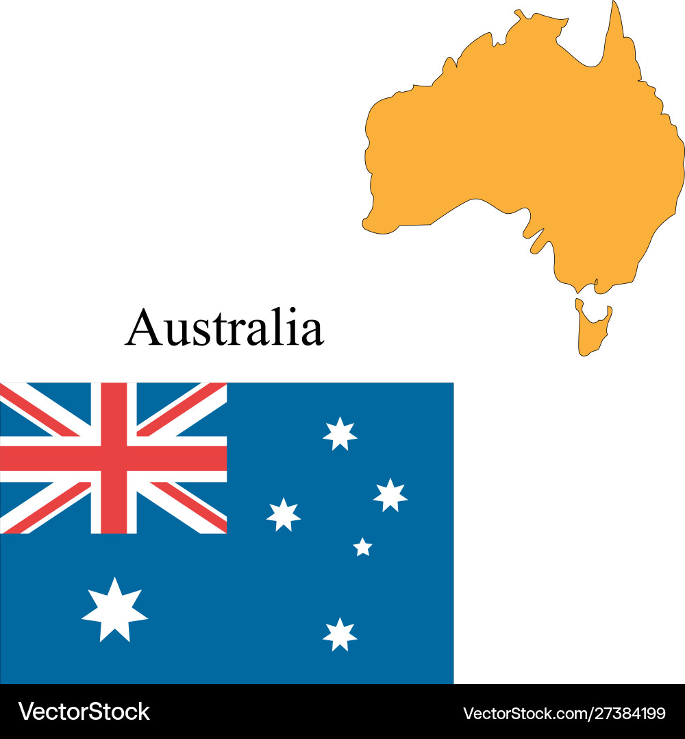Australia flag and outline Royalty Free Vector Image