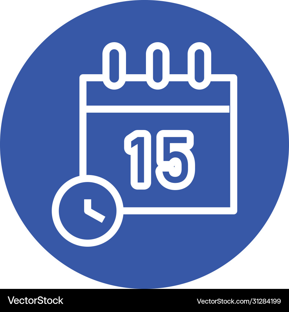 Calendar and watch block style icon Royalty Free Vector