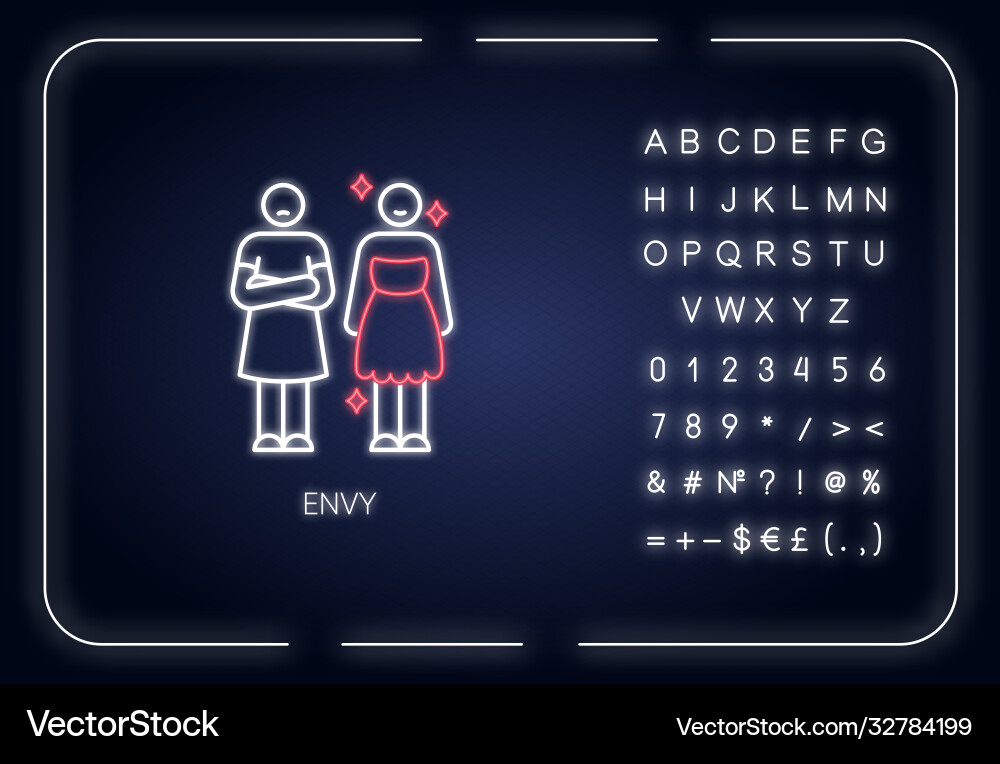 Envy neon light icon Royalty Free Vector Image