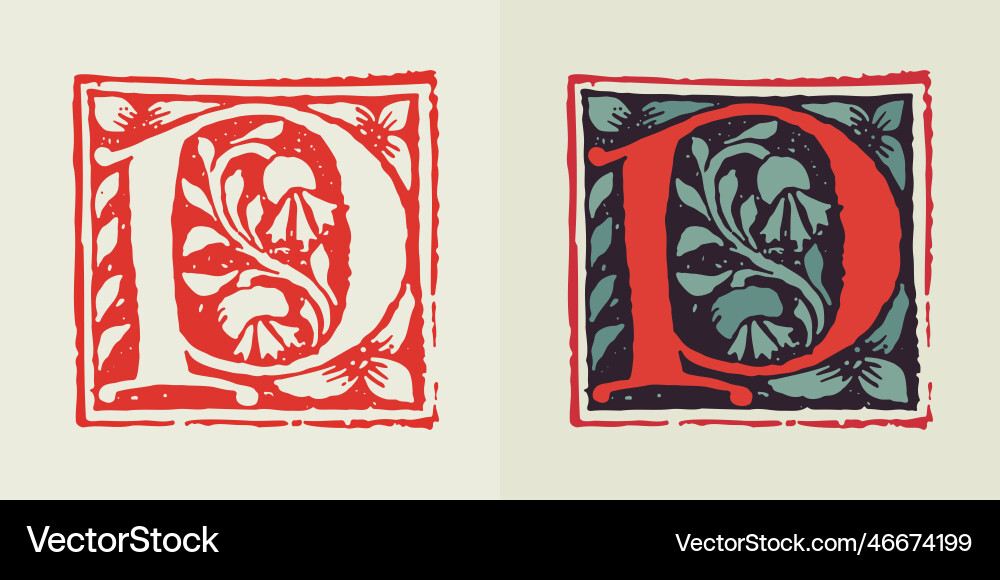 P letter medieval gothic initial blackletter Vector Image