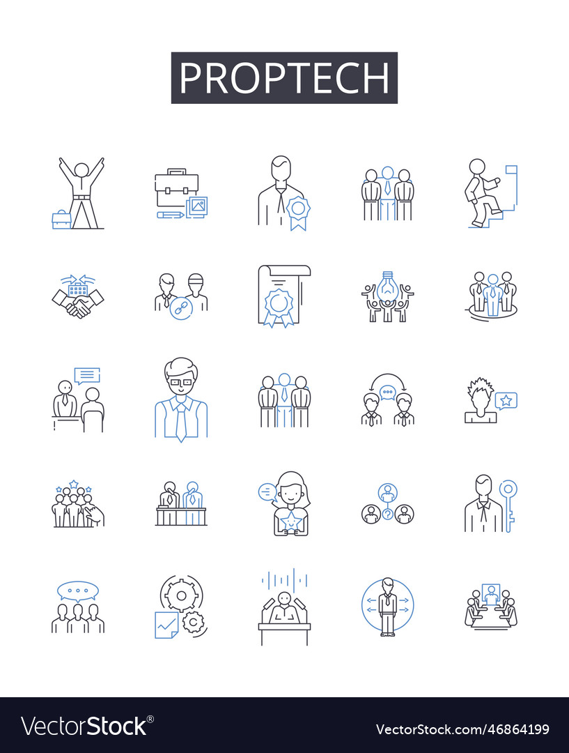 Proptech line icons collection harmony melody Vector Image Proptech line icons collection harmony melody Vector Image