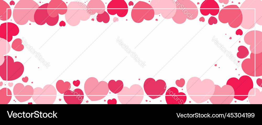 Red pink hearts valentines day frame background Vector Image