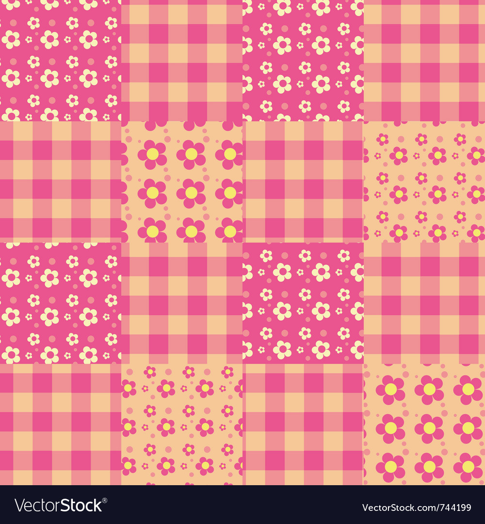 Seamless patchwork pattern pink Royalty Free Vector Image
