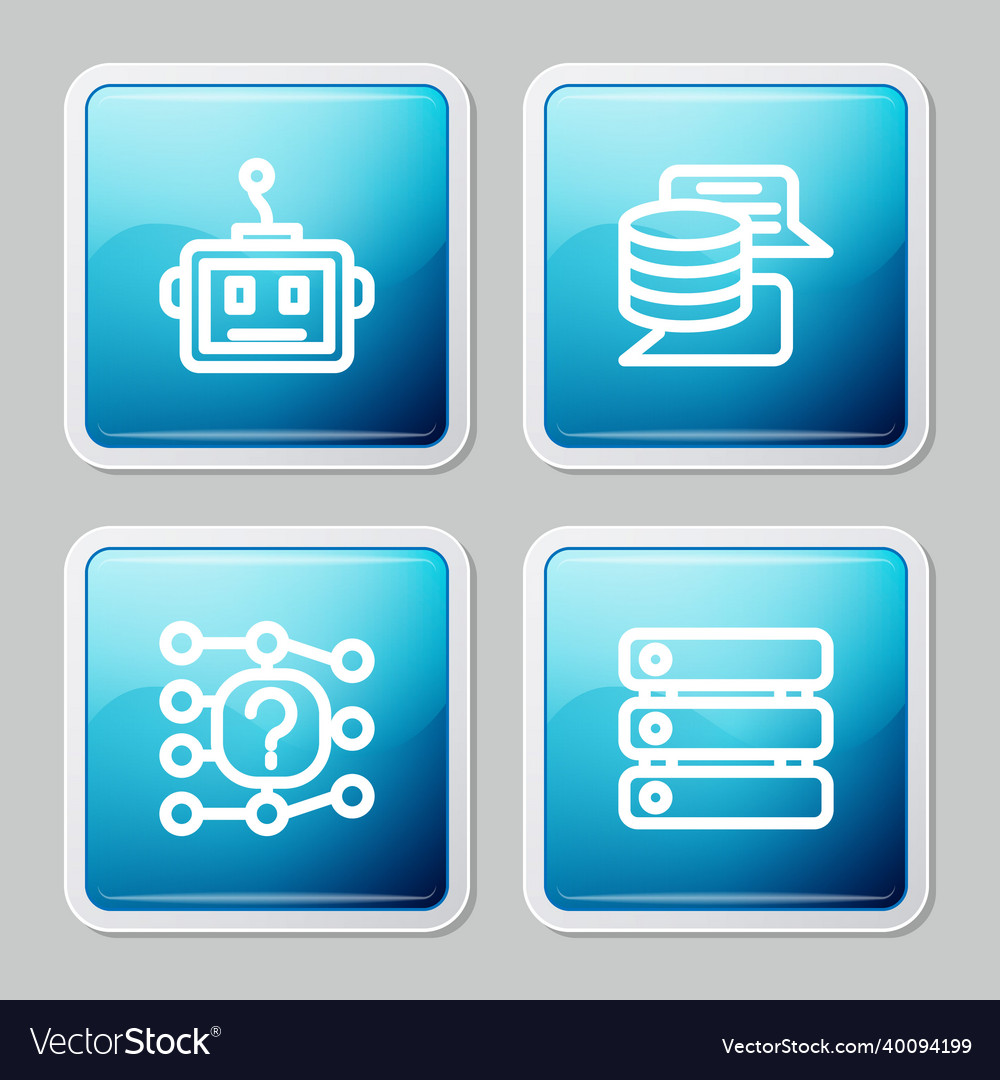 Set line artificial intelligence robot server Vector Image Set line artificial intelligence robot server Vector Image