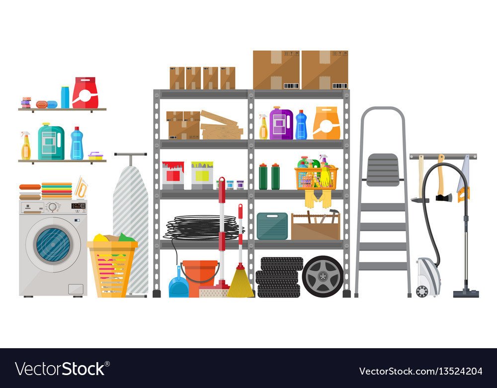 Interior modern storeroom Royalty Free Vector Image