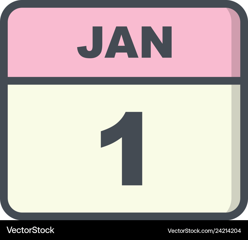 January 1st date on a single day calendar Vector Image
